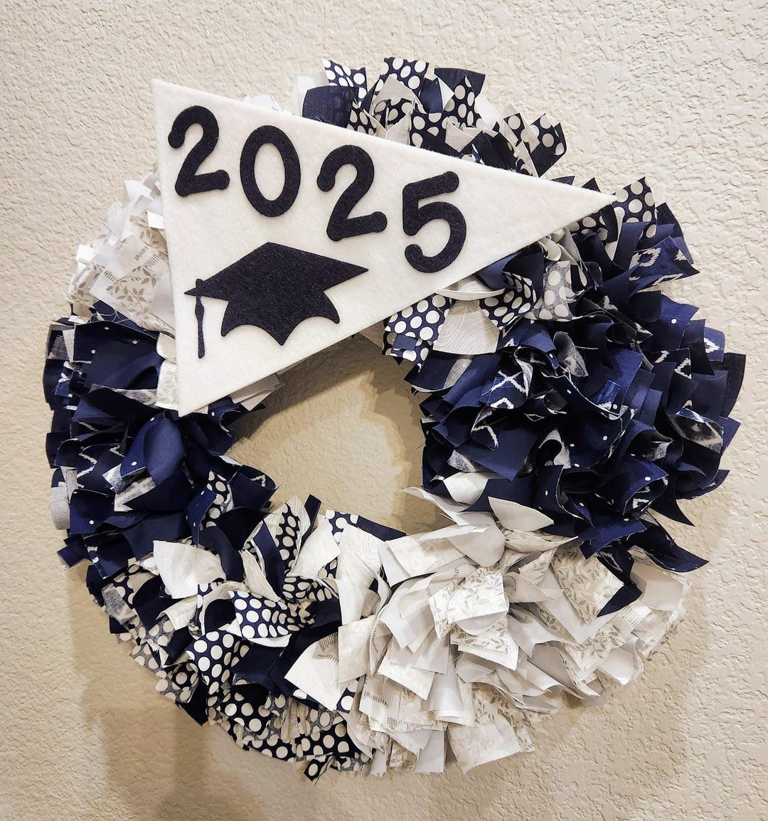 2026 Graduation Rag Wreath: Custom Colors, Party Decoration, Photo Prop ...