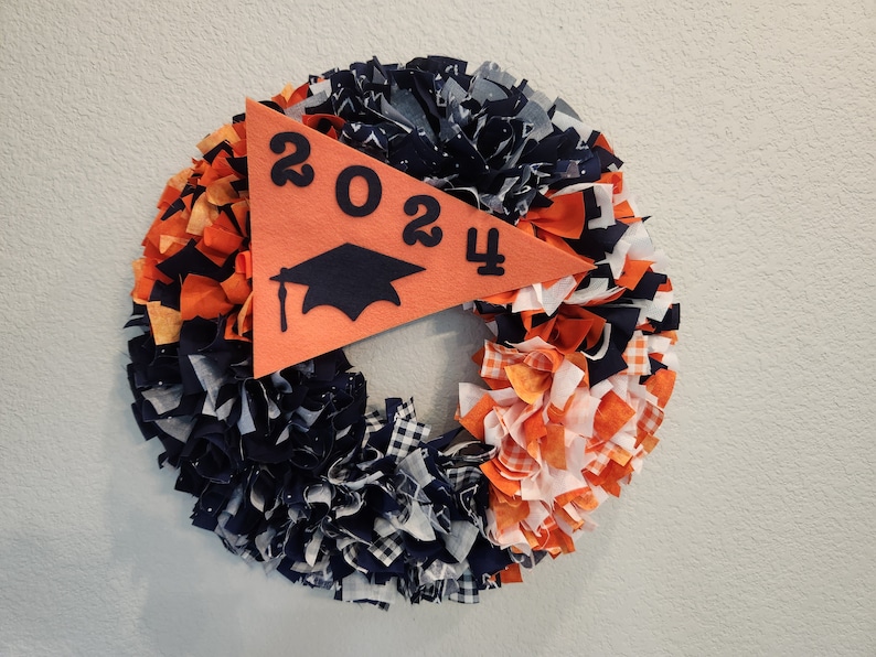 2026 Graduation Rag Wreath: Custom Colors, Party Decoration, Photo Prop ...