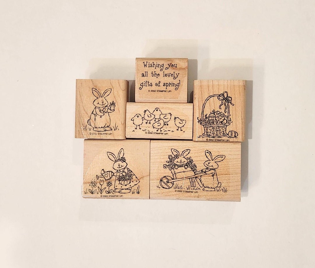 Easter Bunny Stamp Spring Rubber Stamp Set Easter Basket Stamp Chicks ...