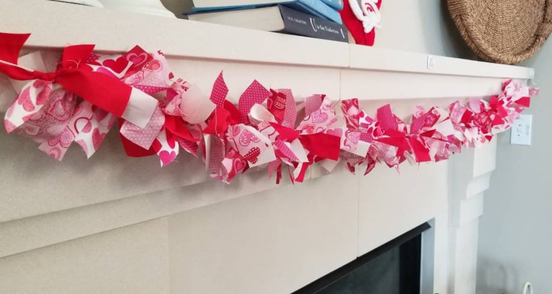 Valentine's Day Rustic Country Rag Garland, Farmhouse Valentine ...