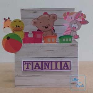 Handmade Personalised Toy Box Pop up Box Card - New Baby, Christening ...