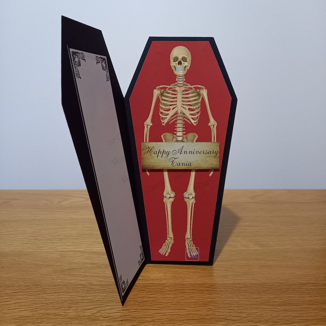 Gothic Vampire or Skeleton Coffin Card. Personalised Birthday ...