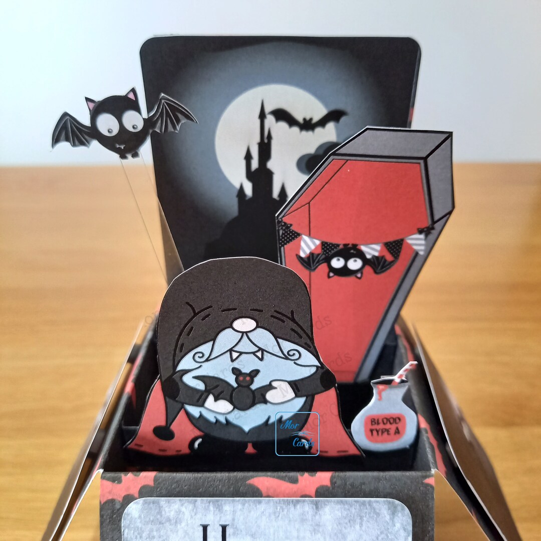 Vampire Gnome Gonk Pop up Box Card - Personalised Handmade 3d Birthday ...