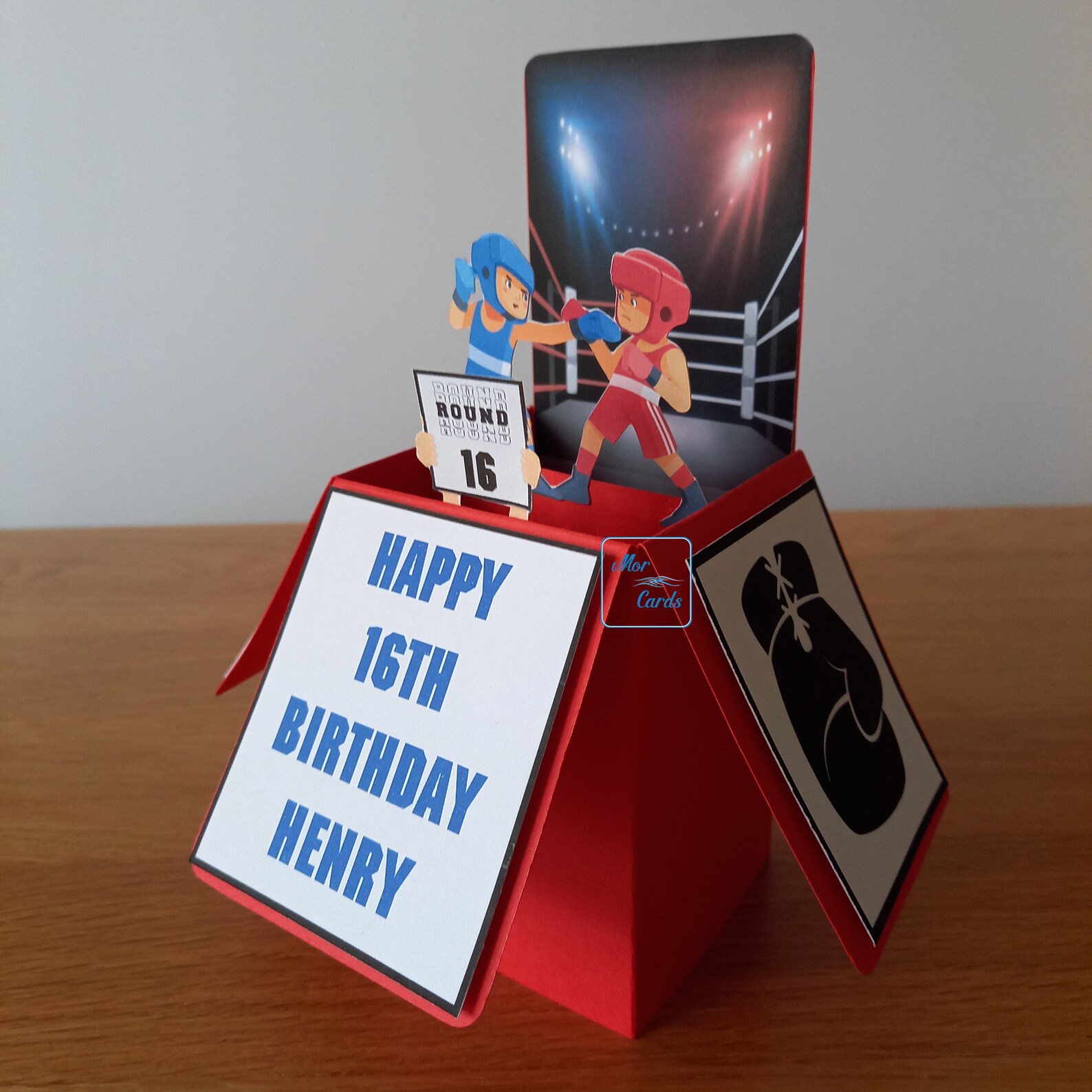 Personalised 3d boxing pop up box card boxers boxing ring | Etsy
