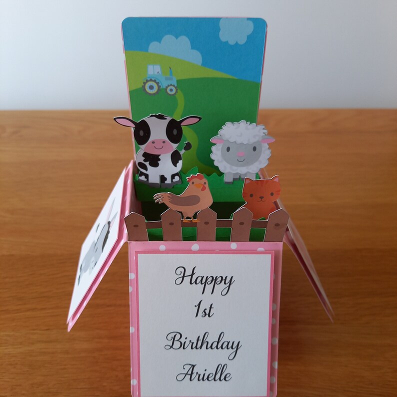 Personalised Farm Animal Pop up Box Card Handmade 3d - Etsy