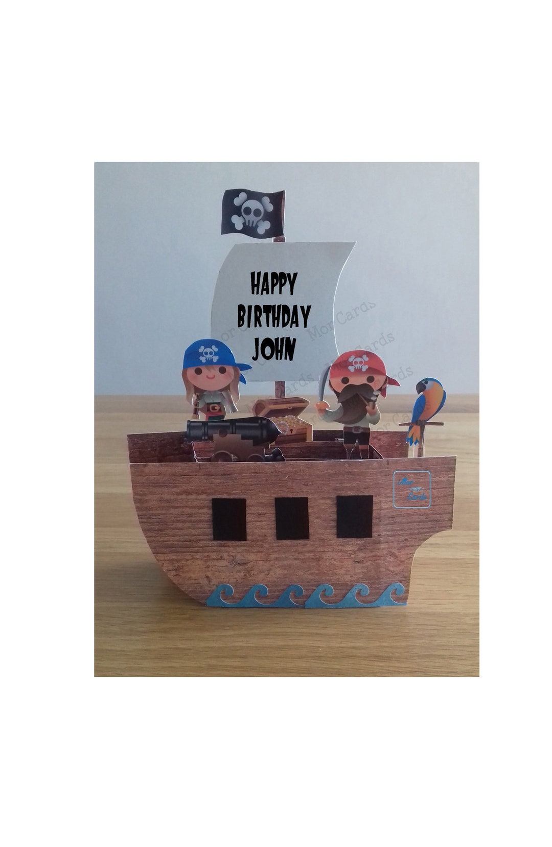 Pirate Ship Pop up Box Card Handmade, Personalised Birthday, Party ...