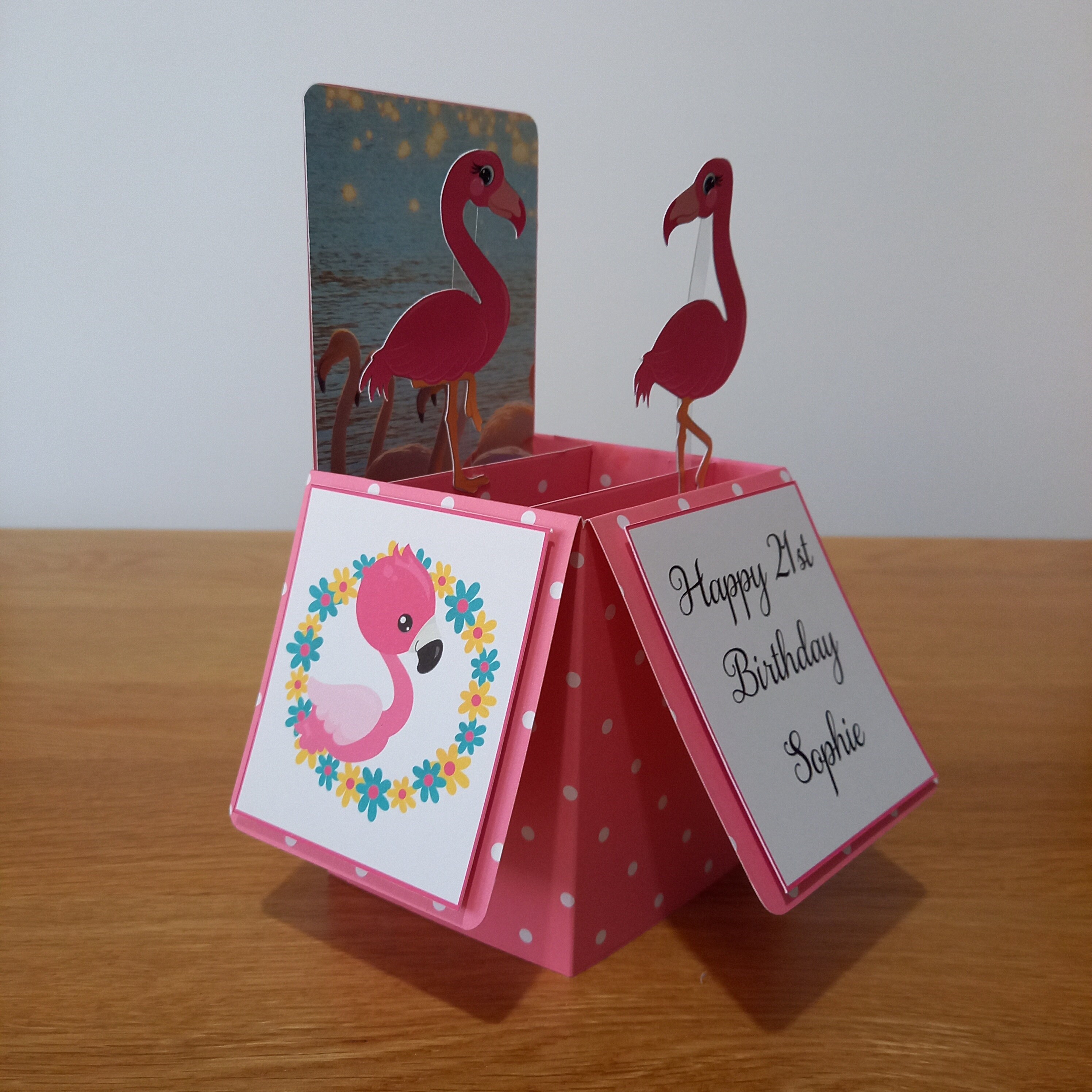 Personalised Flamingo Pop up Box Card Birthday - Etsy