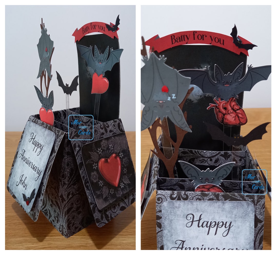 Personalised Vampire Bat Pop up Box Card: Goth Anniversary - Etsy UK