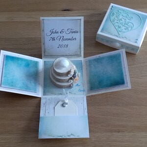 Personalised Beach Wedding Exploding Box Cake Card Paper Anniversary, Handfasting, Wedding ...