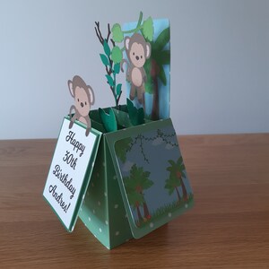 Jungle Monkey Pop up Box Card - Birthday, Party Invite, New Baby Card ...