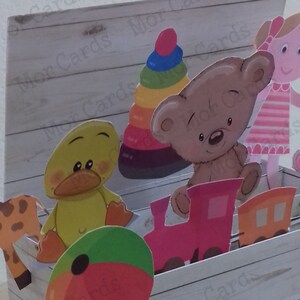 Handmade Personalised Toy Box Pop up Box Card - New Baby, Christening ...