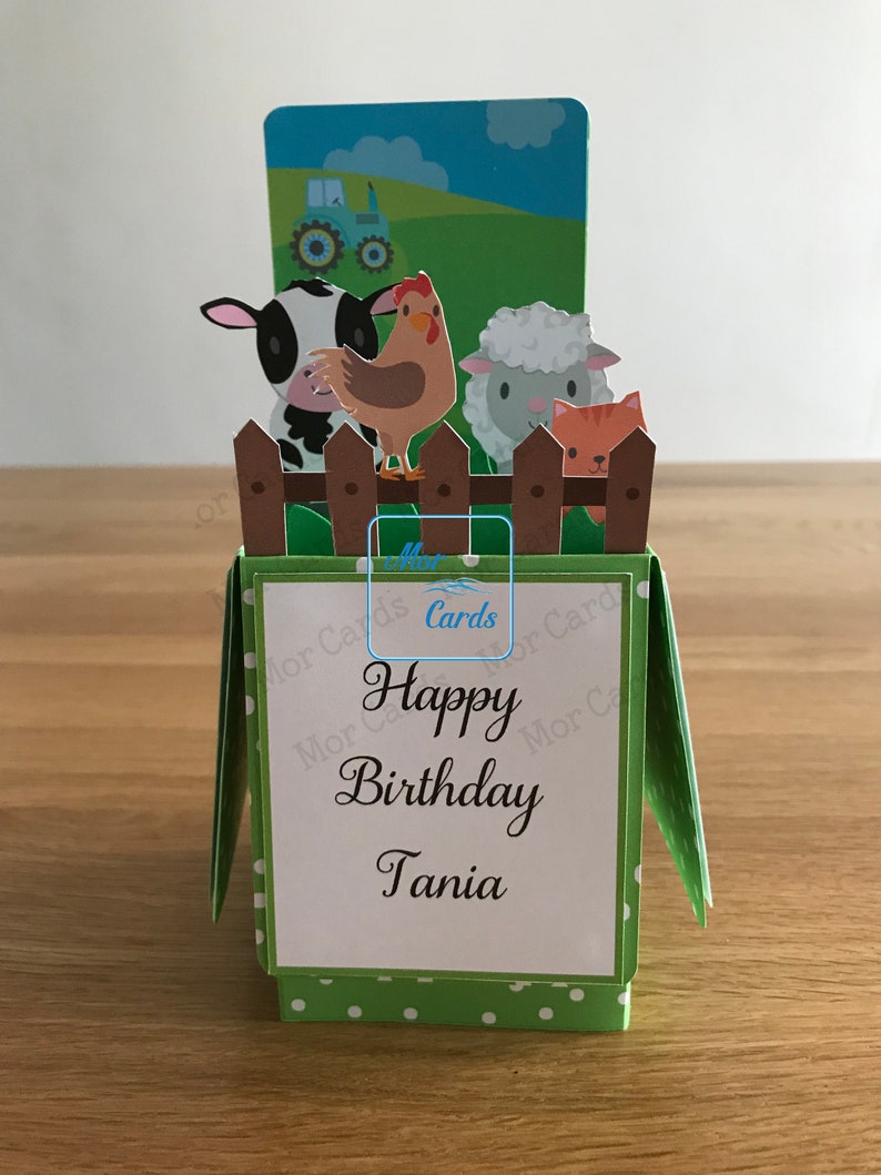 Personalised Farm Animal Pop up Box Card Handmade 3d - Etsy