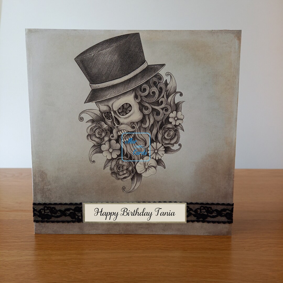 Male Hipster Skull Card Personalised for Birthdays, Congratulations ...
