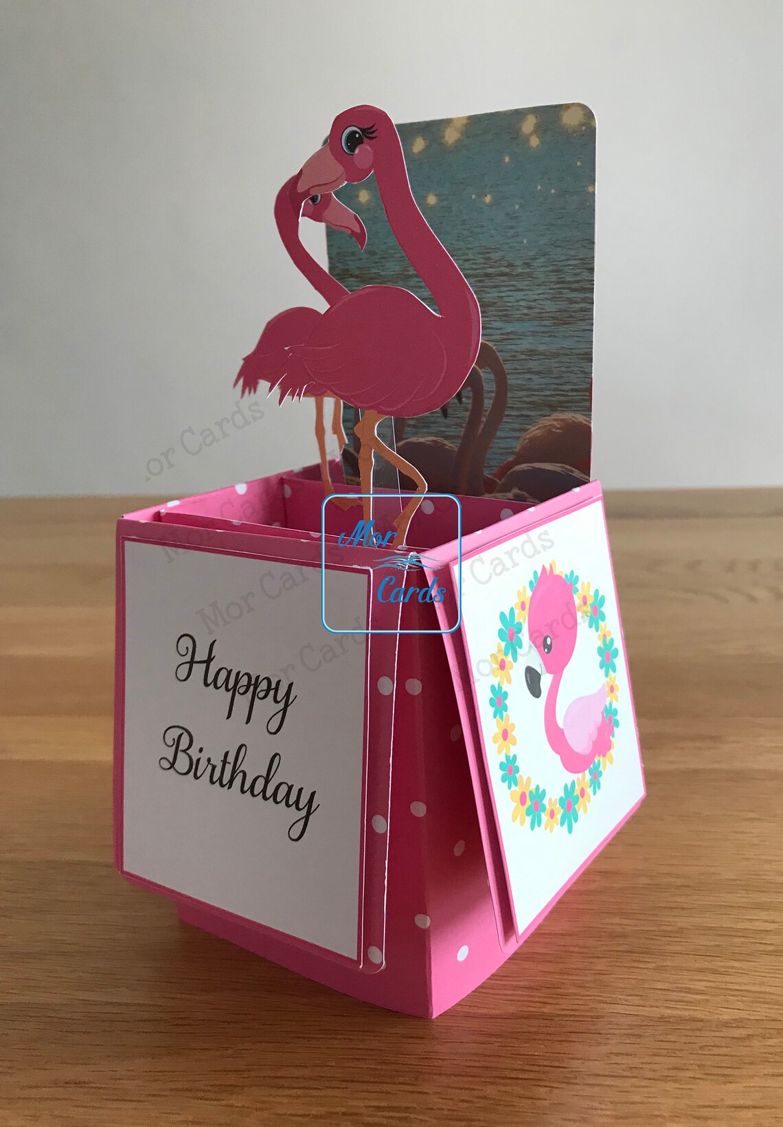Personalised Flamingo Pop up Box Card Birthday - Etsy