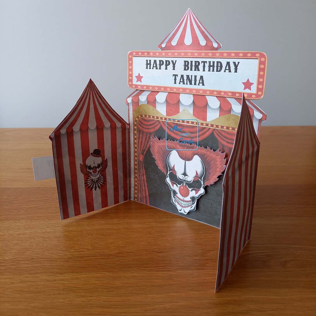 Circus Personalised 3d Card, Evil Clown, Nightmare, Birthday ...