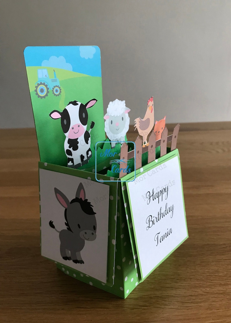 Personalised Farm Animal Pop up Box Card Handmade 3d - Etsy