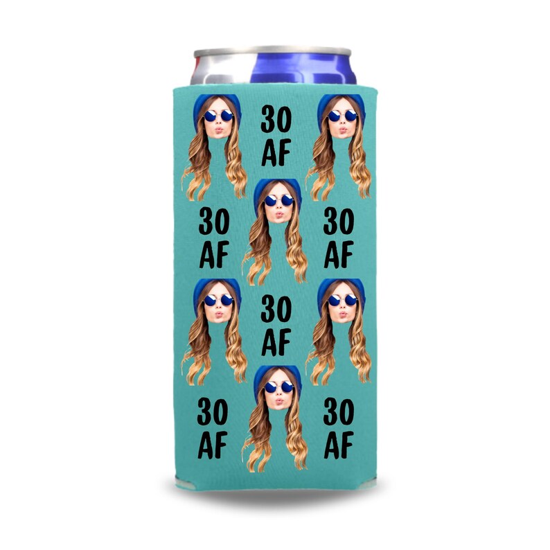 Custom Birthday Skinny Cooler, Custom Photo Face Cut Out Slim Spiked ...