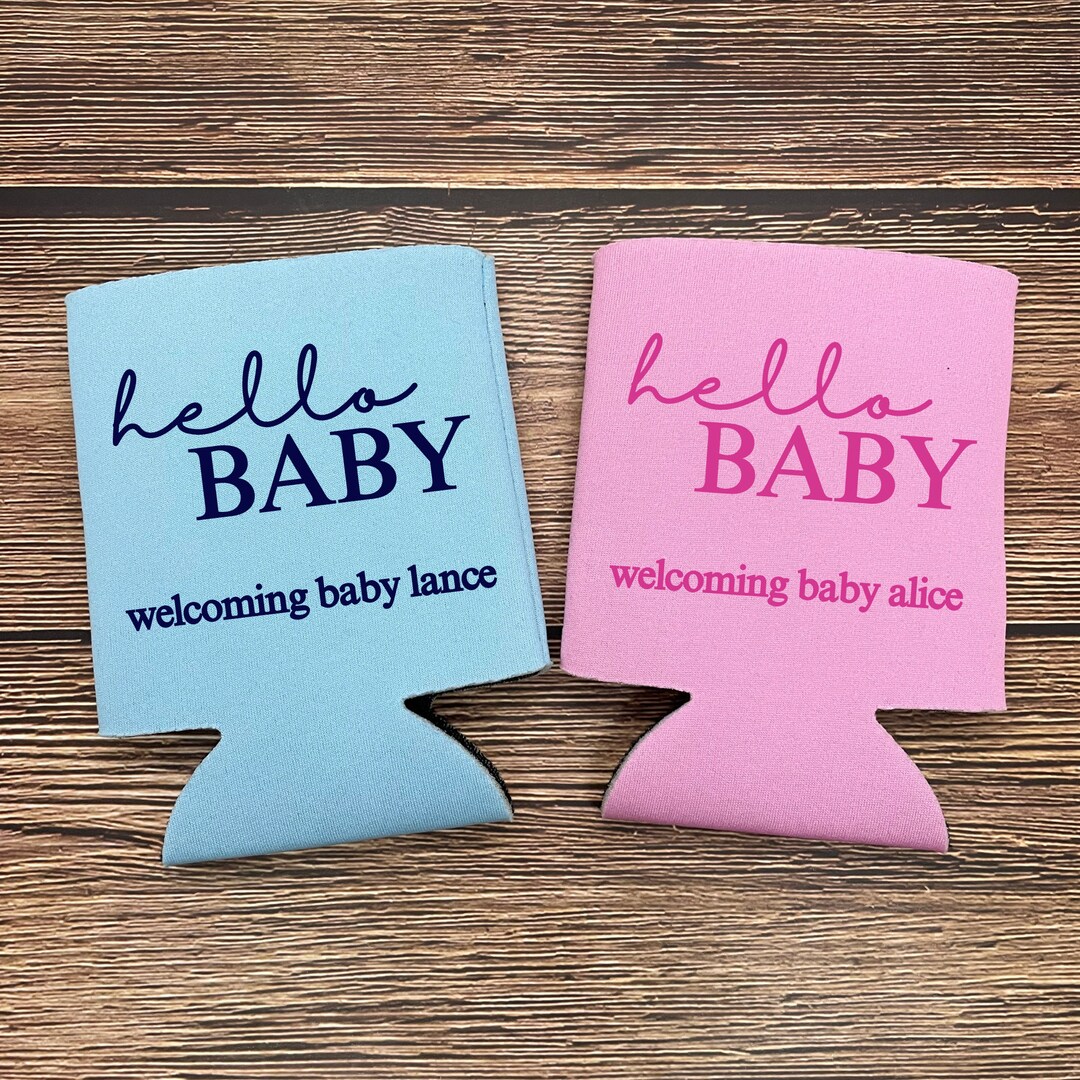 Custom Baby Announcement Can Coolers, Hello Baby Coolers, Welcoming ...