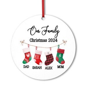 Custom Stocking Family Ceramic Ornament, Family of Four With Names ...