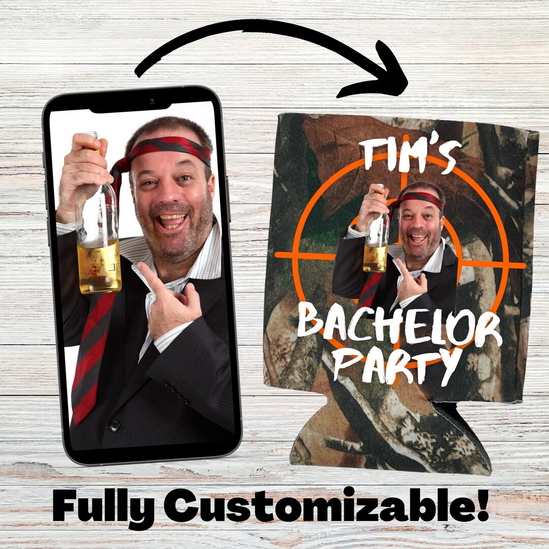Custom Camouflage Bachelor Party Can Cooler, Custom Photo Coolies ...