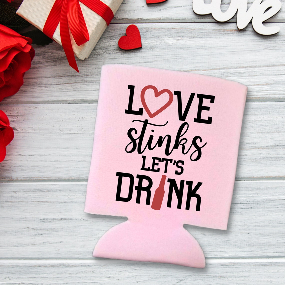 Valentine's Beer Can Coolers, Love Stinks, Let's Drink, Funny Valentine ...