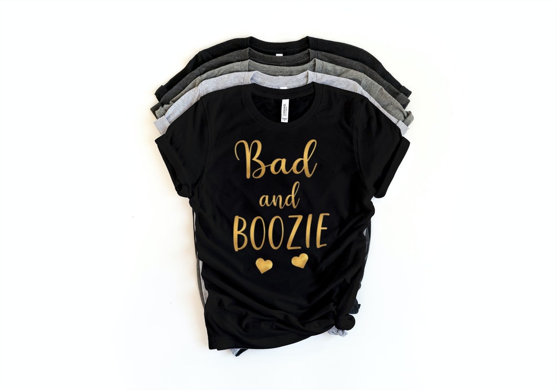 Bride and Boujee, Bad and Boozie Bachelorette Party V-neck Crew T ...