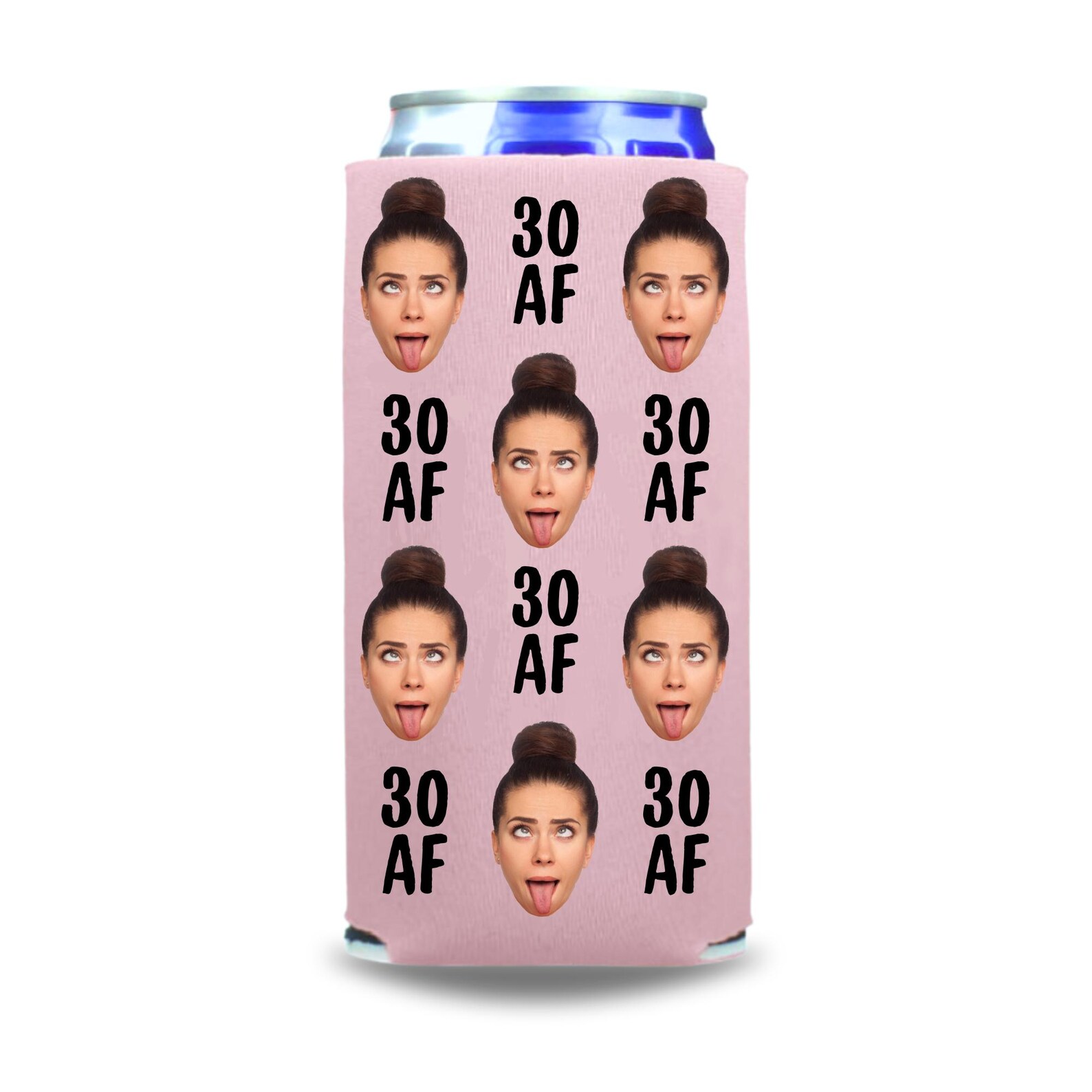 Custom Birthday Skinny Cooler, Custom Photo Face Cut Out Slim Spiked ...