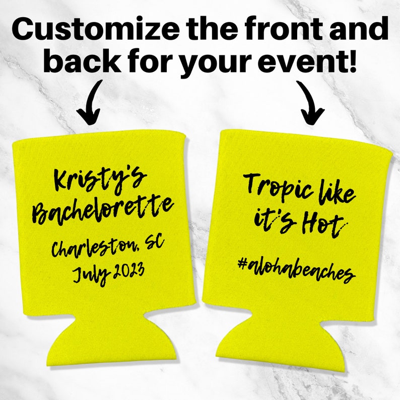 Neon Bachelorette Party Can Coolers, Custom Beer Hugger, Wedding Party ...