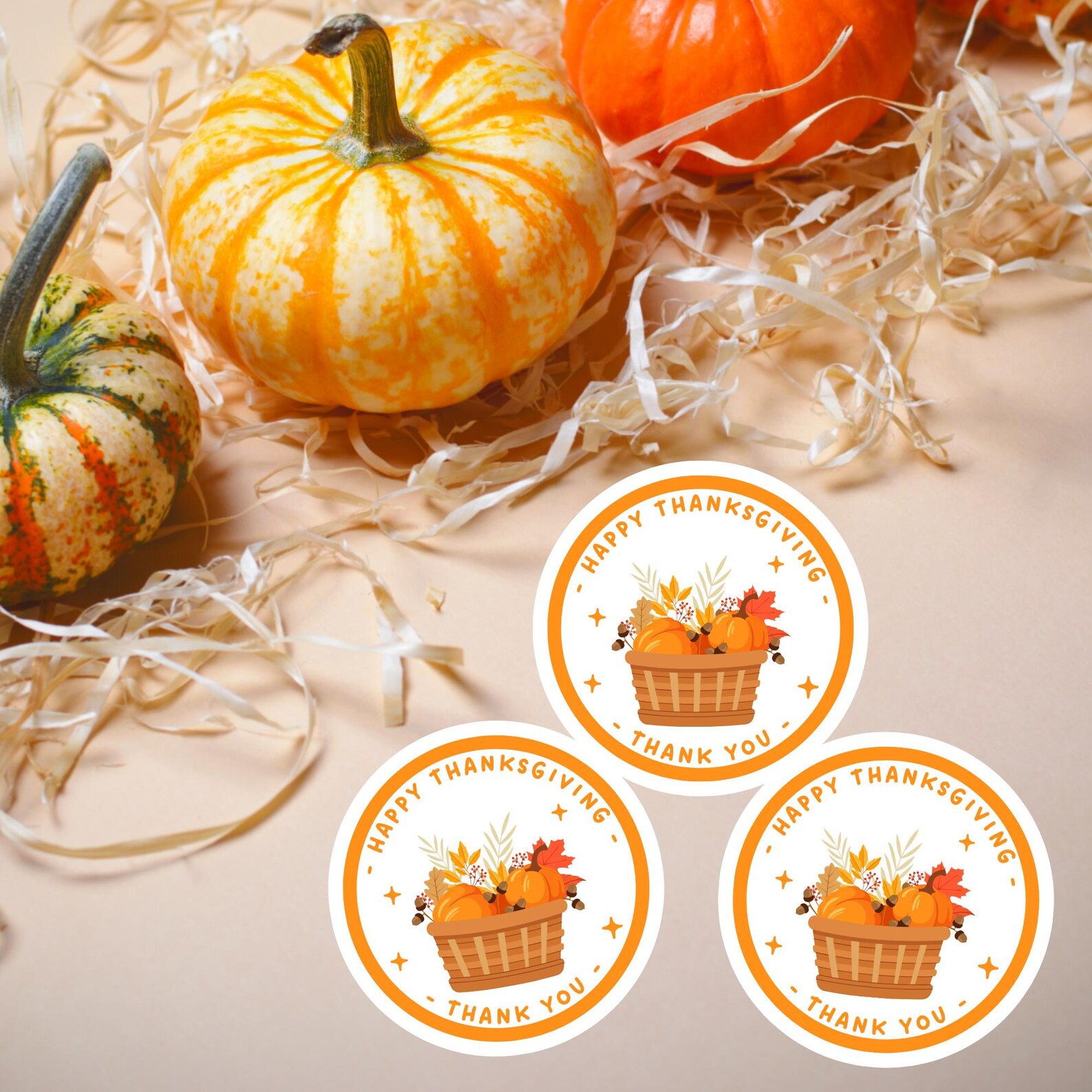 12 Piece Happy Thanksgiving Sticker Sheet, Round Happy Thanksgiving ...