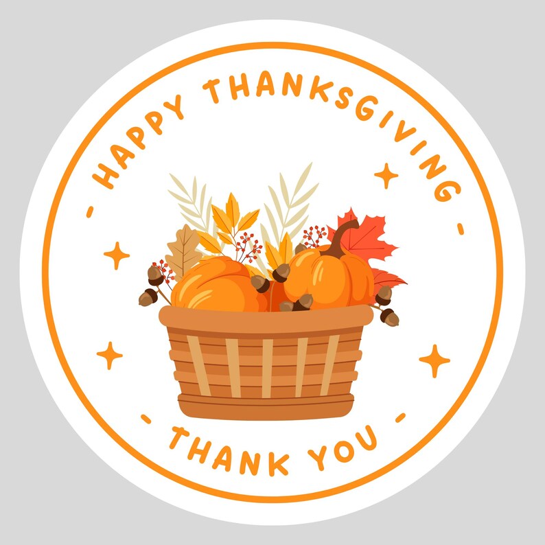 12 Piece Happy Thanksgiving Sticker Sheet, Round Happy Thanksgiving ...