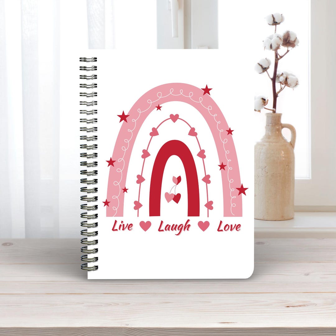 Spiral Notebook Live Laugh Love, Ruled Line Journal, Inspirational ...