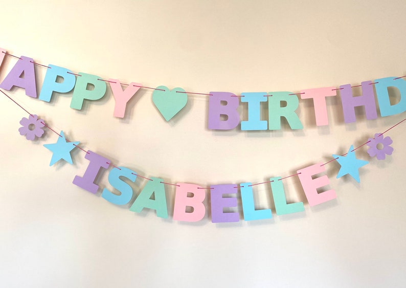 Personalised Birthday Bunting in Pastel Colours No Age - Etsy UK