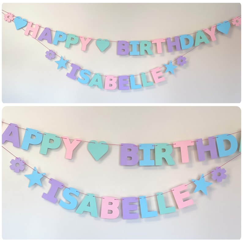 Personalised Birthday Bunting in Pastel Colours No Age - Etsy UK