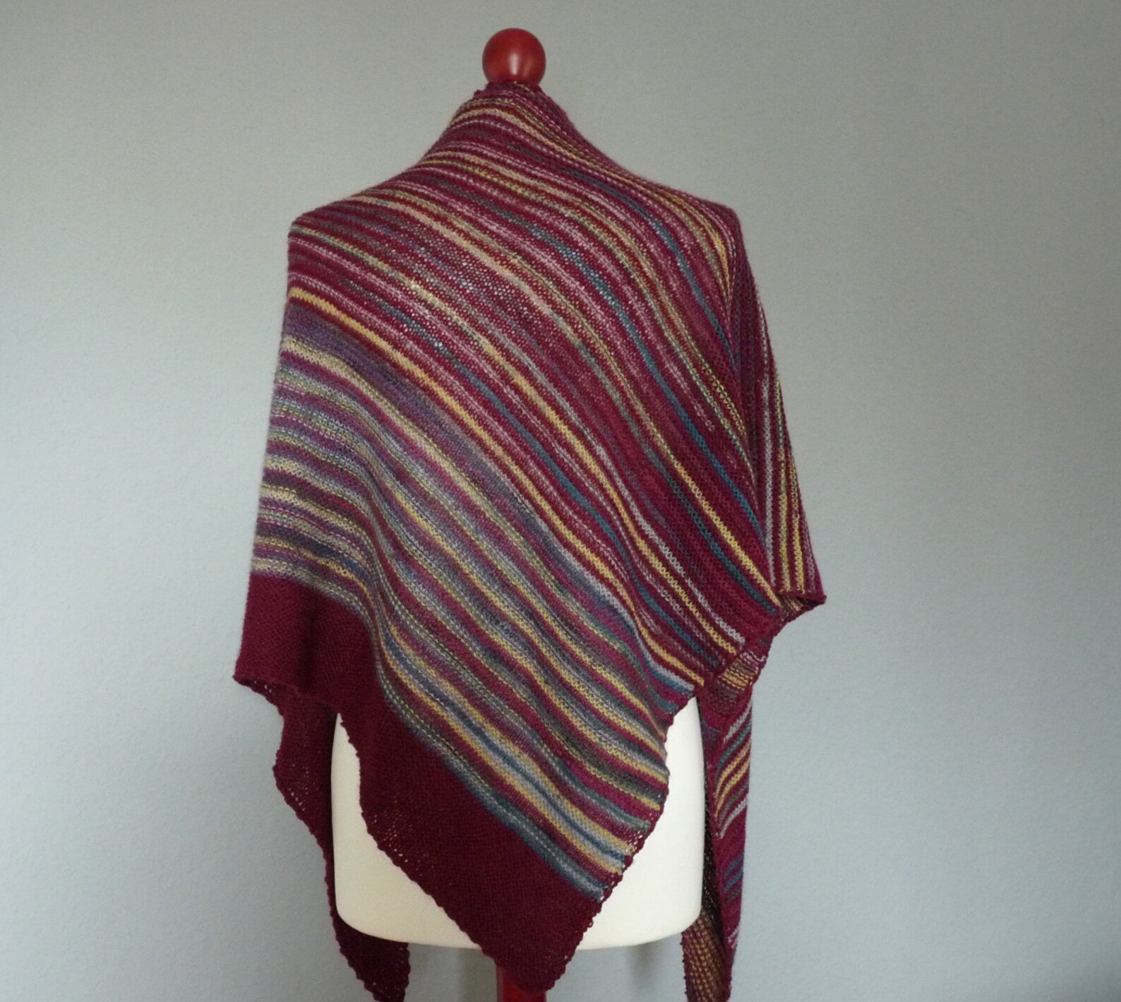 Multi Color Shawl Knitted Shawl in Shades of Dark Red and - Etsy