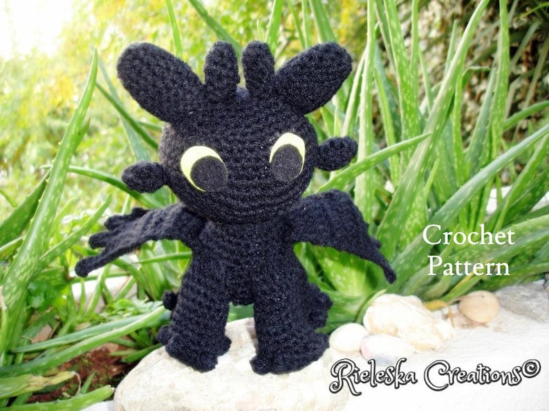 Pdf Crochet Pattern Toothless Dragon Night Fury Amigurumi/ Toy Pattern ...