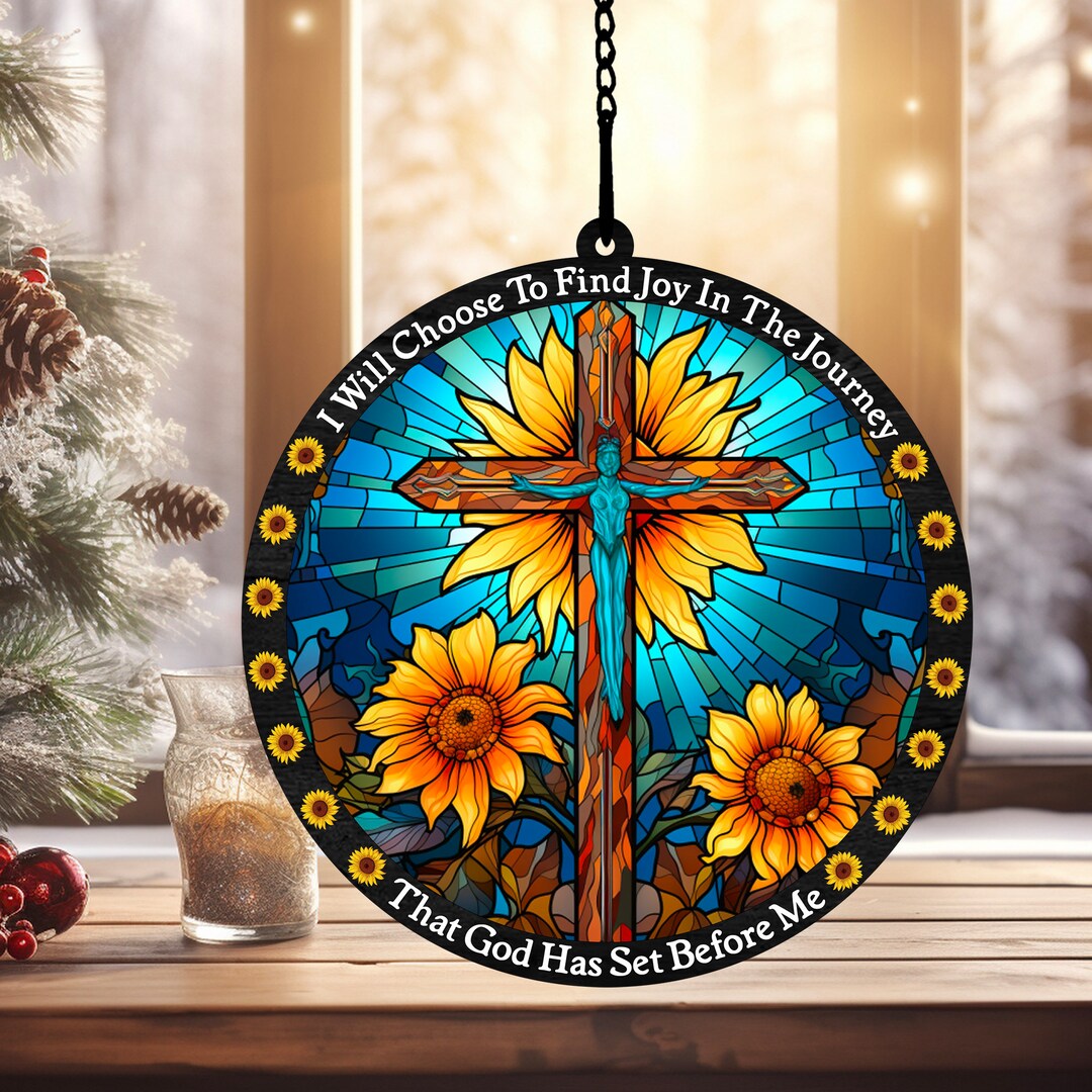 Christian Cross Suncatcher Christian Cross Ornament - Etsy UK