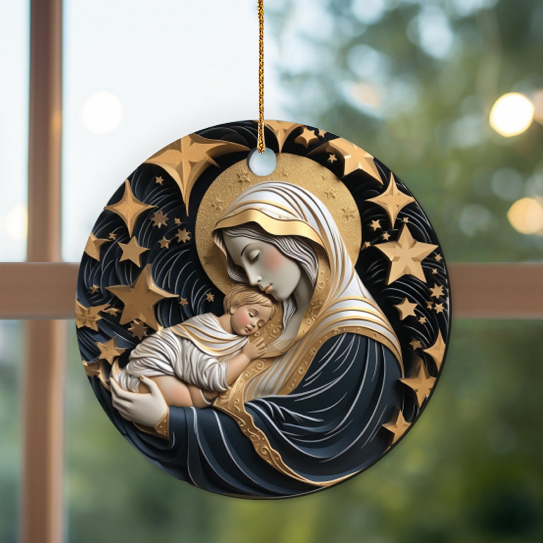 Christmas Ornament, Madonna and Child Ornament, Christmas Decoration ...