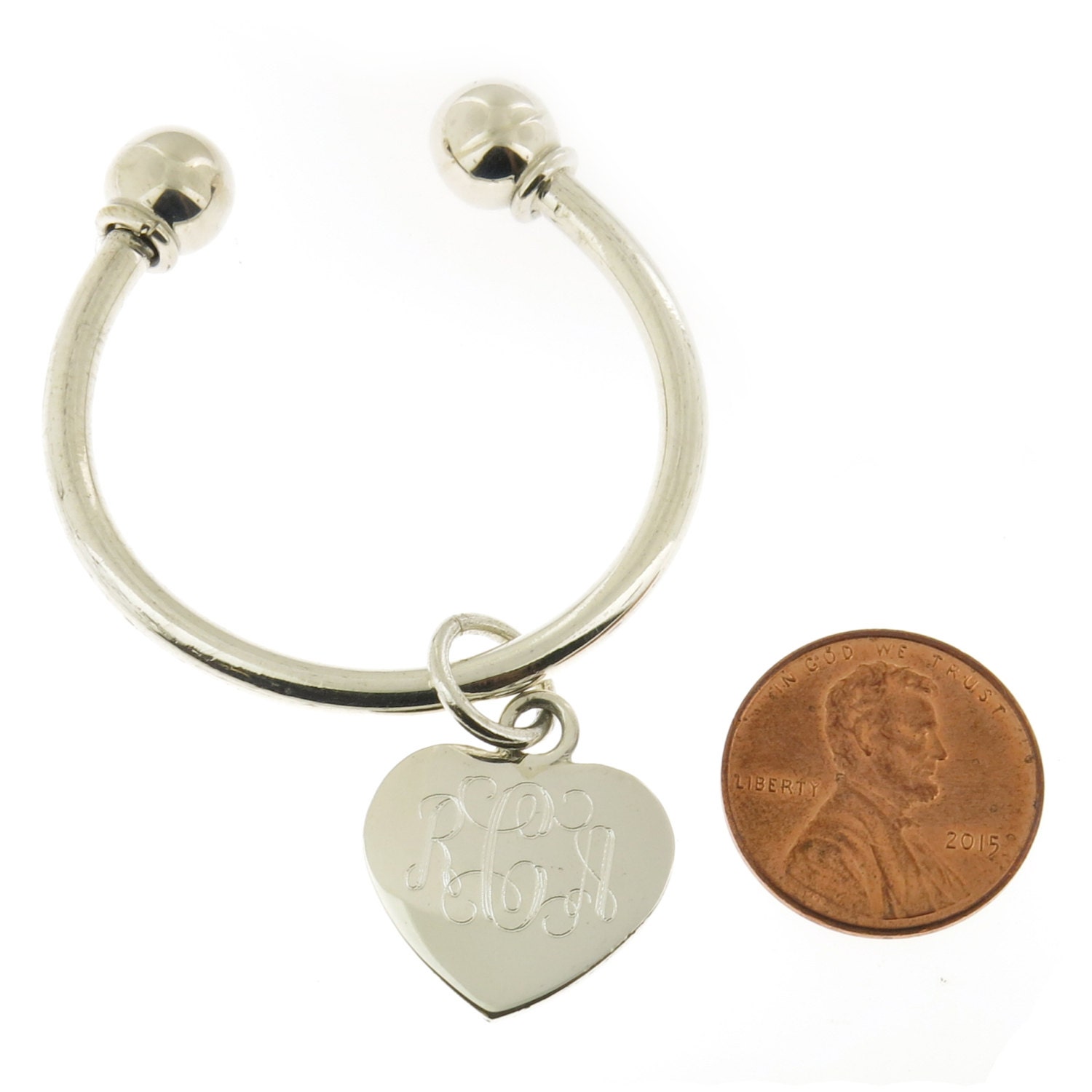 925 Sterling Silver Heart Keychain Monogrammed Engraving - Etsy