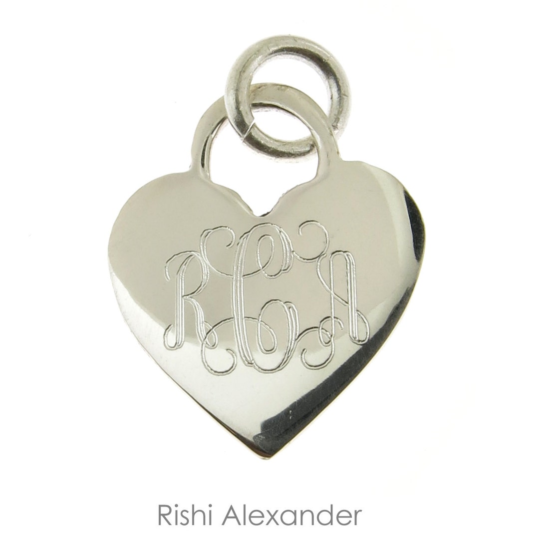 925 Sterling Silver Monogram Personalized Heart Pendant, Option to Add ...