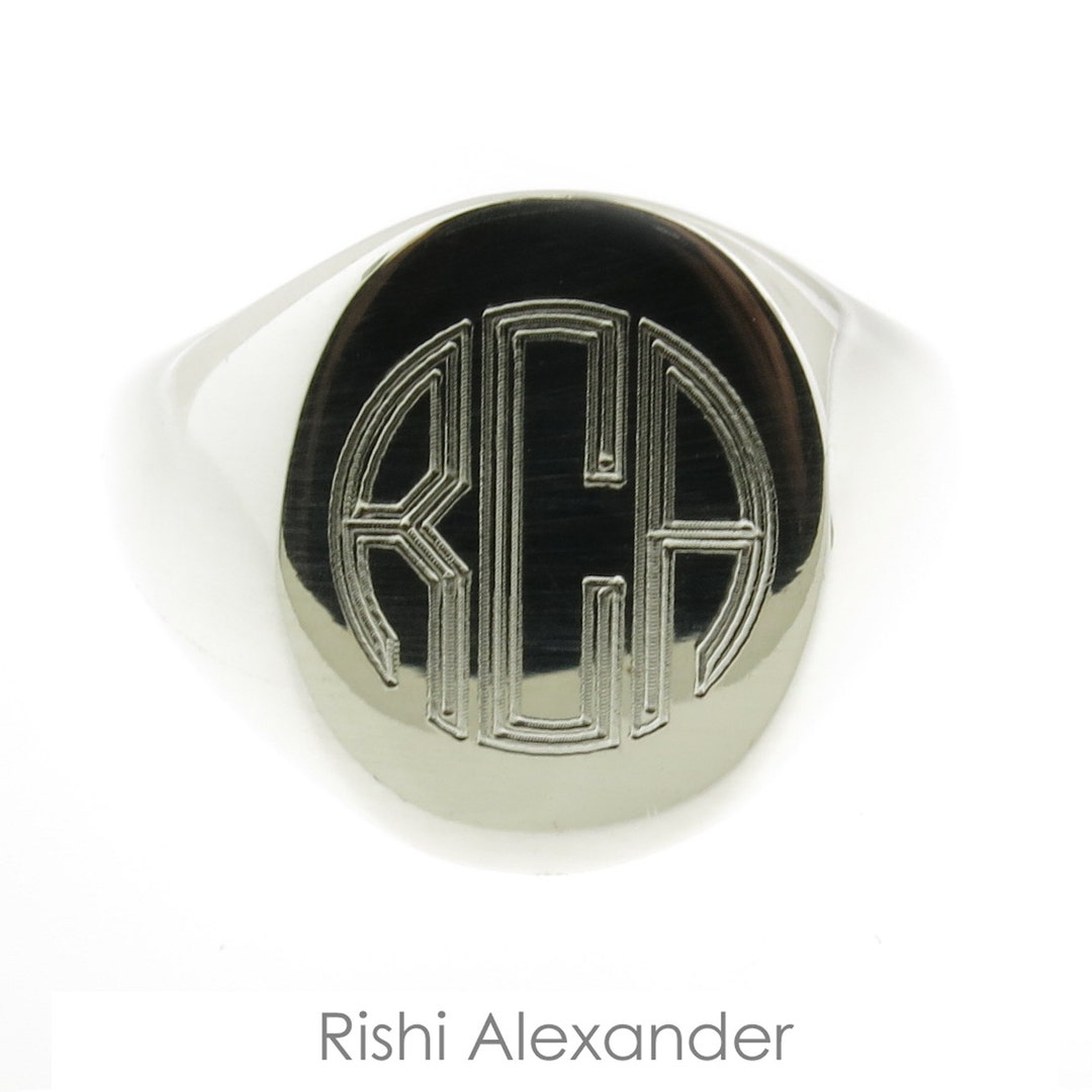 925 Sterling Silver Mens Signet Monogram Ring - Etsy