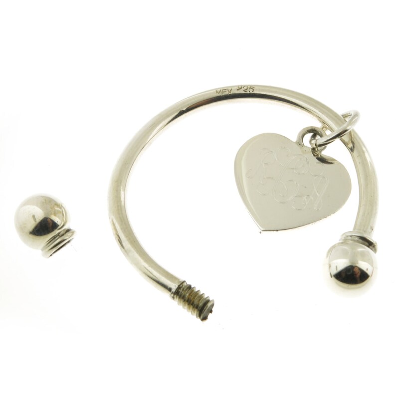925 Sterling Silver Heart Keychain Monogrammed Engraving - Etsy