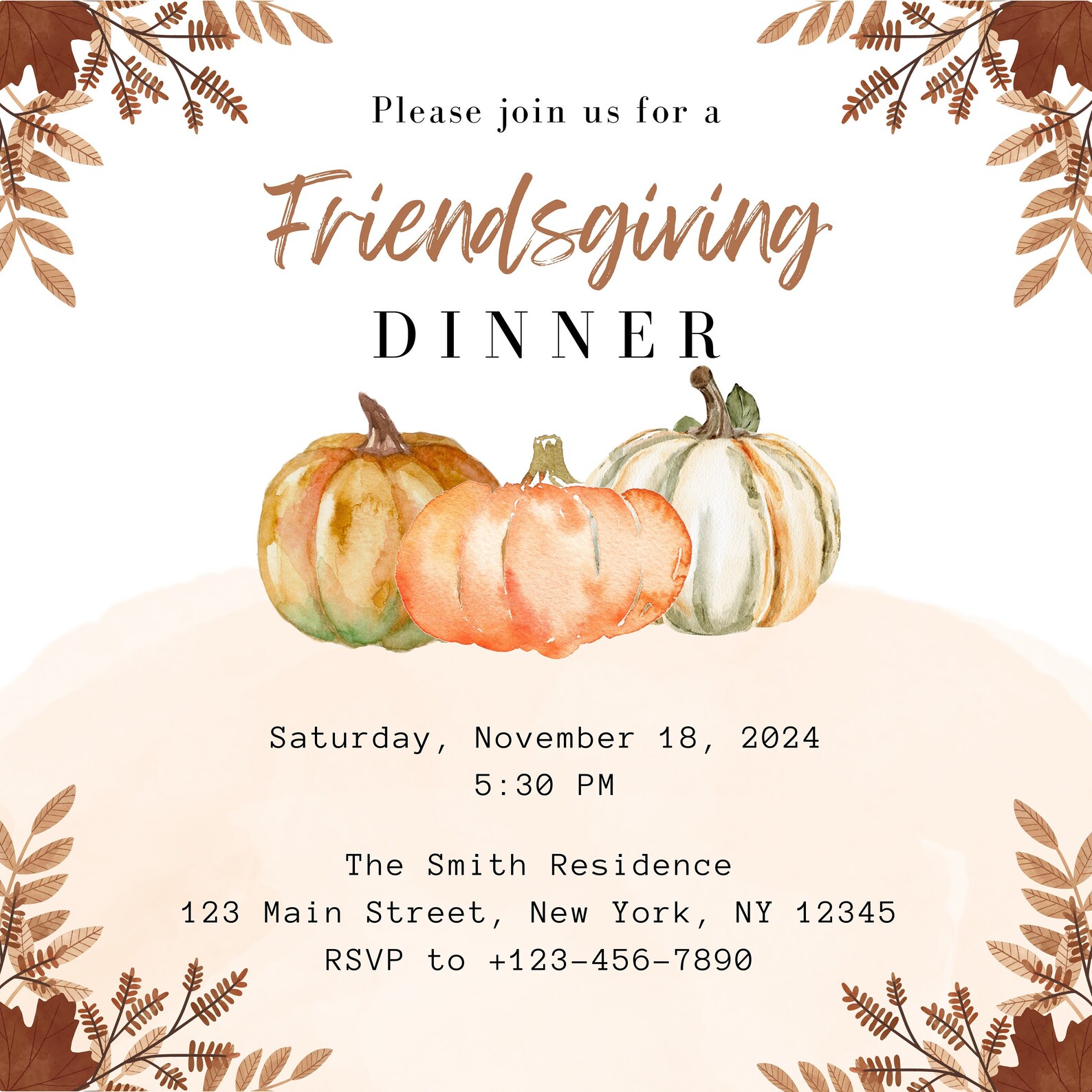 Friendsgiving Digital Invitation Thanksgiving Invitation Autumn Invite ...