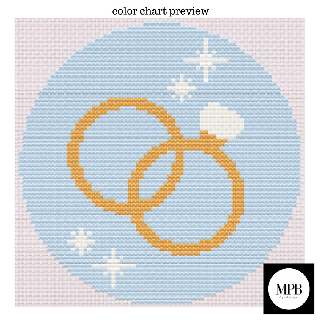 Wedding Rings Gold Needlepoint Digital Chart - Etsy