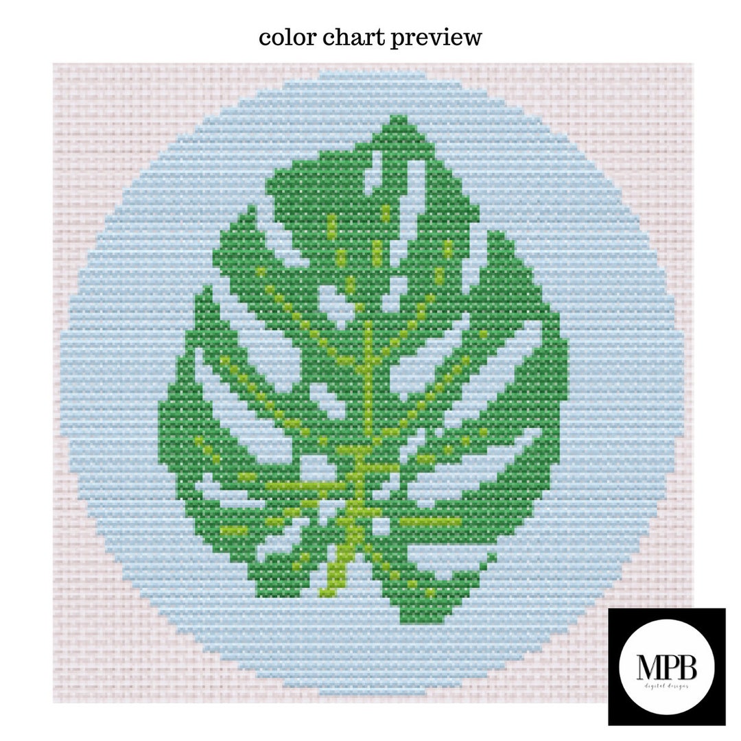 Monstera Leaf Needlepoint Digital Chart - Etsy
