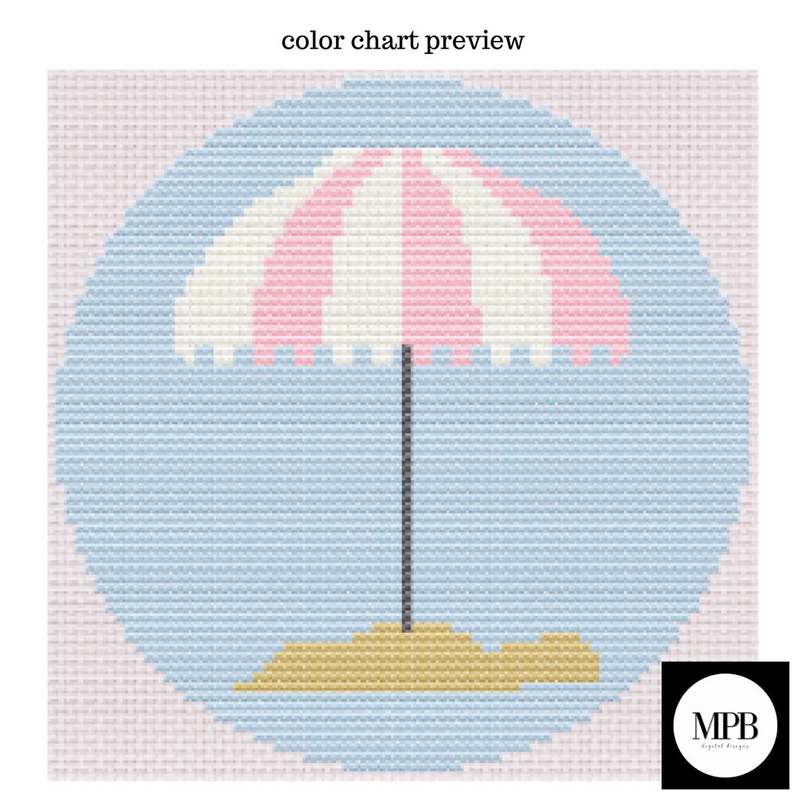 Beach Umbrella Needlepoint Digital Chart - Etsy