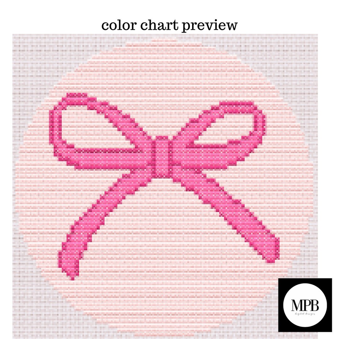Pink Bow With Circle Needlepoint Digital Chart - Etsy