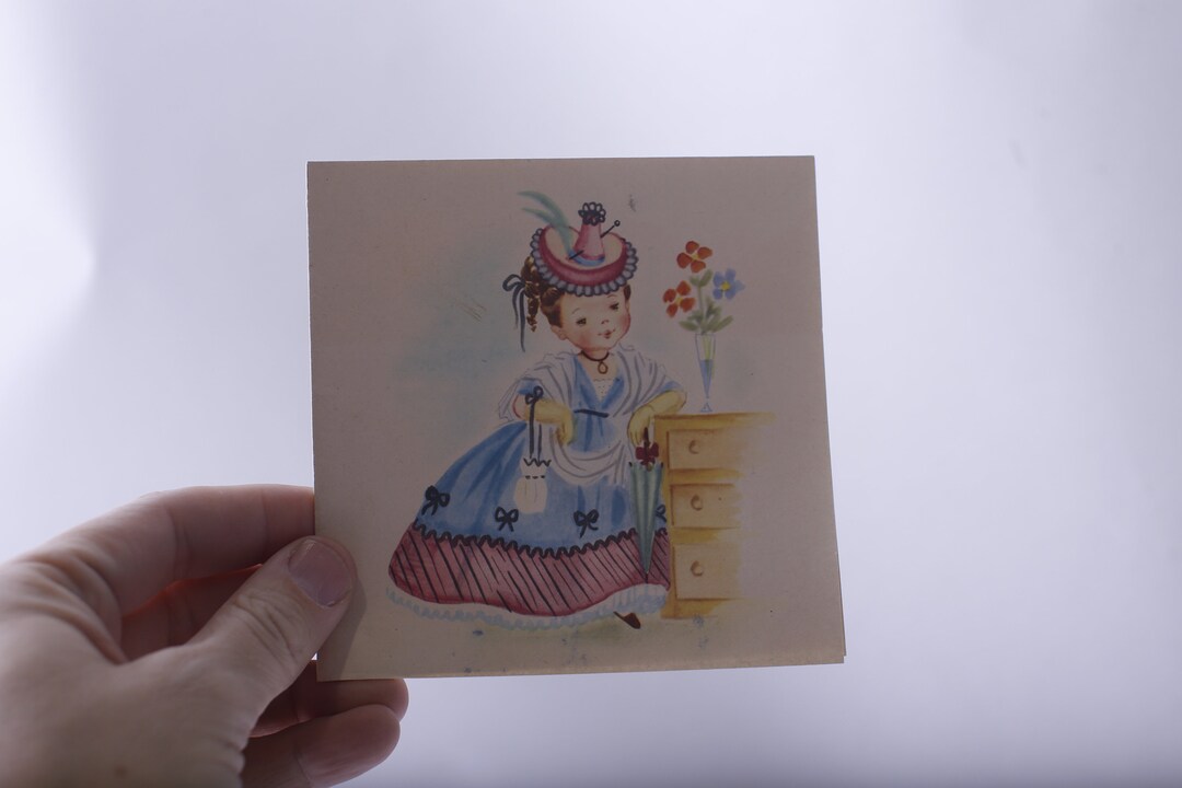 Cute Girl in Colonial Dress, Birthday, Greeting Card, Used, Retro ...
