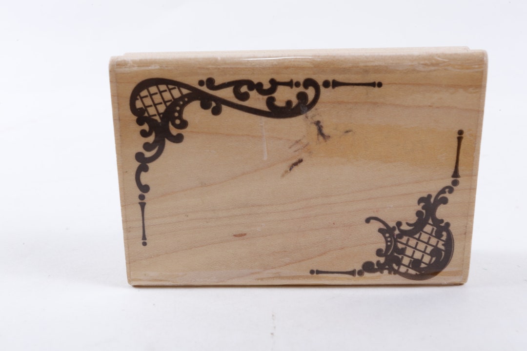 Corner Frame Floral Patterns Rectangular Frame Message Stamp Wooden ...