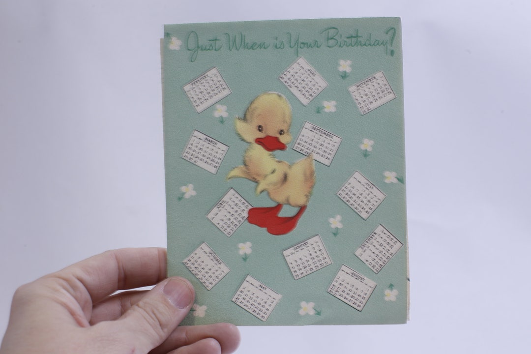 Cute Duckling With Calendars, Birthday Card, Folding, Paper, Shape Card ...