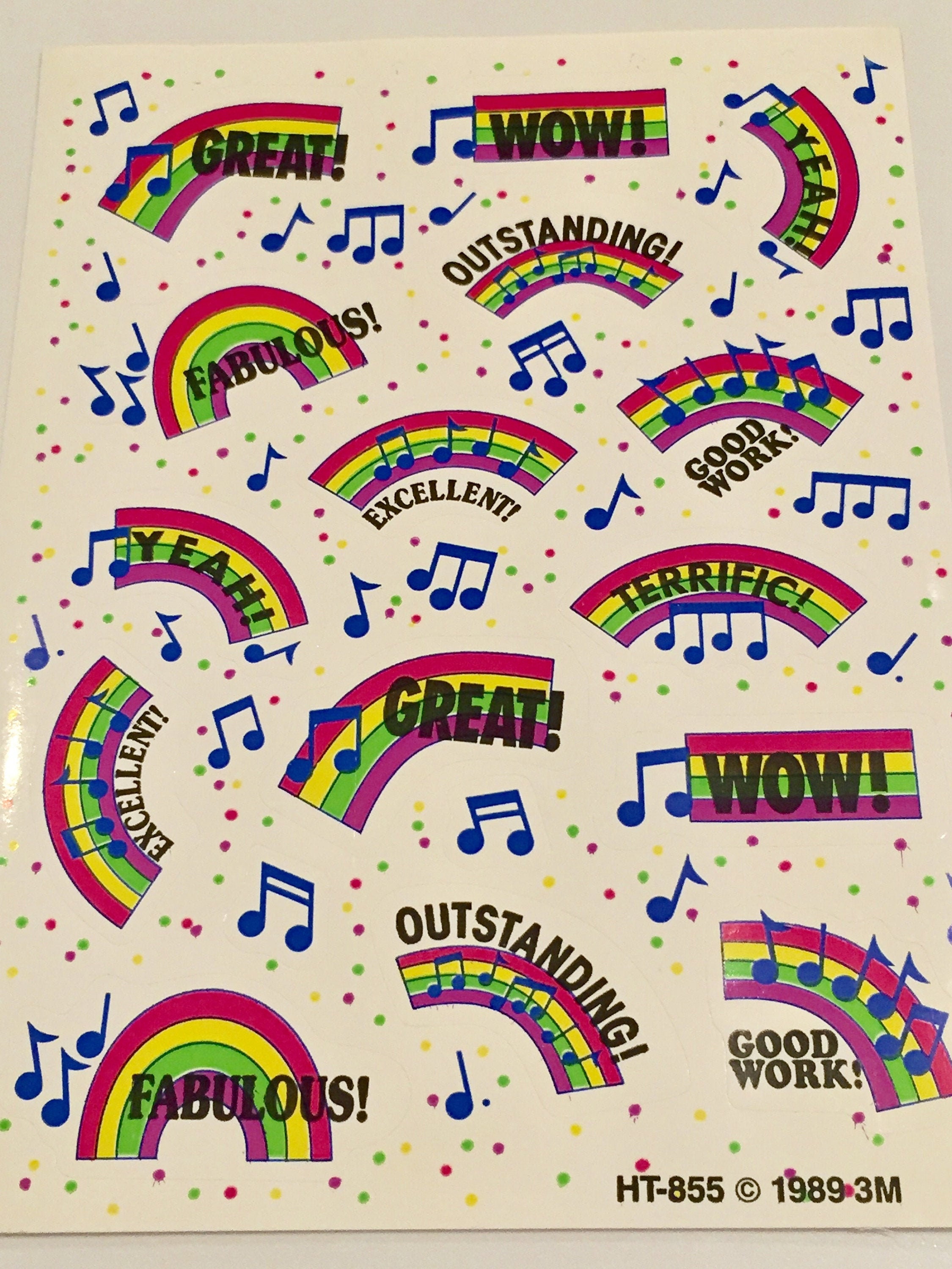 Music Notes and Rainbows Encouragement Single Sticker Sheet - Etsy